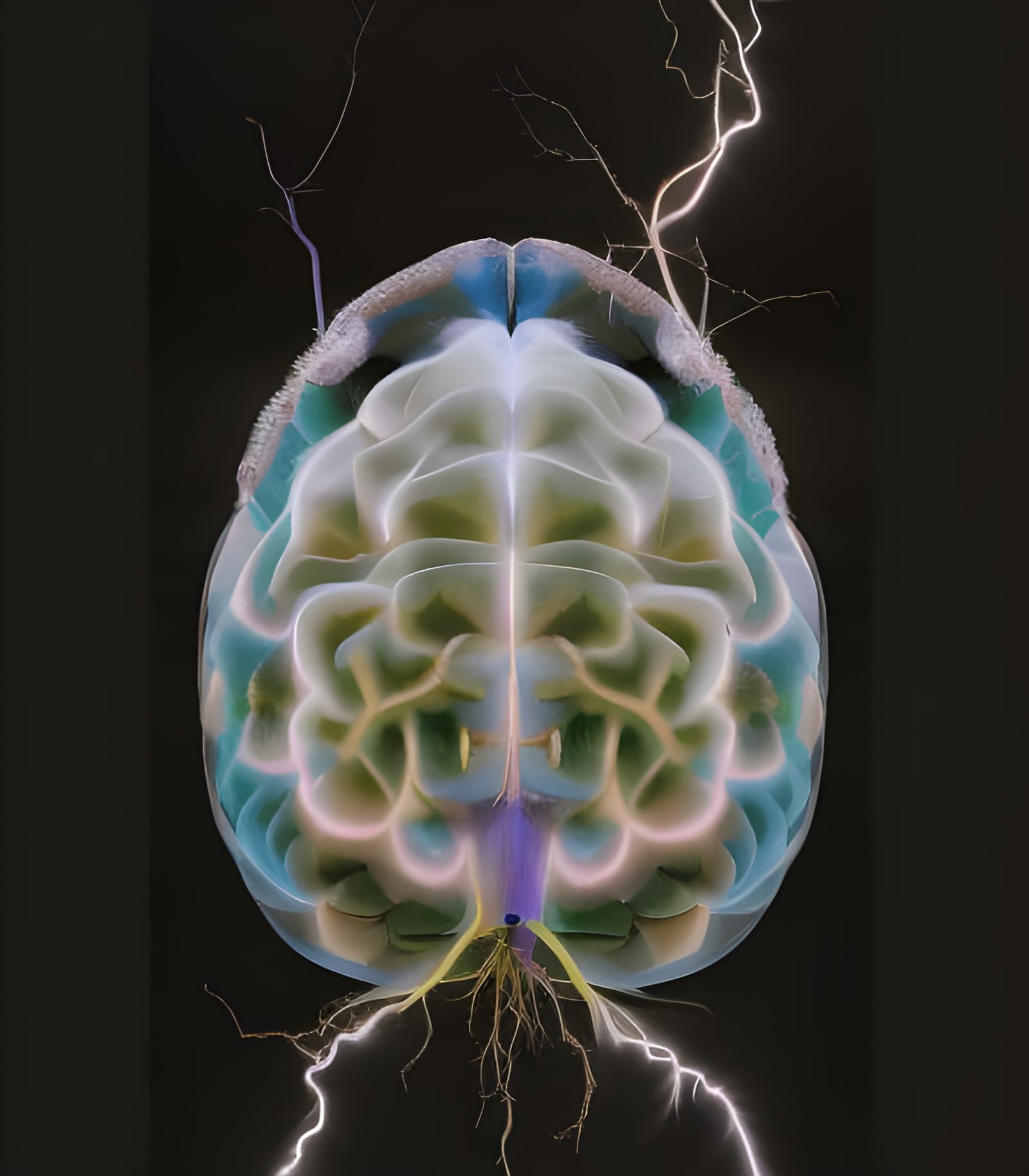 Magnetic resonance image of a human brain that displays psychic ...