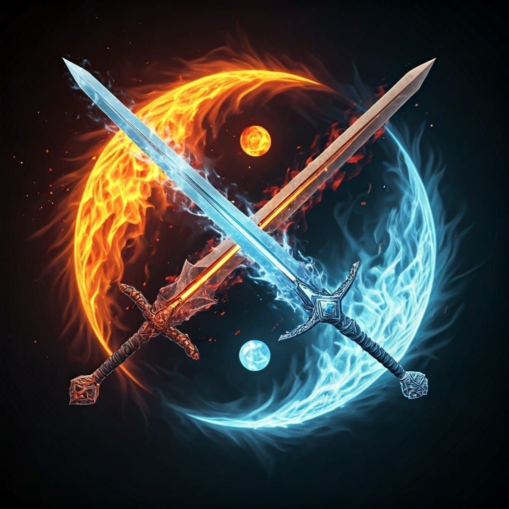 Elemental Swords - Swords of Blazing Fire and Frosty Ice Uni...