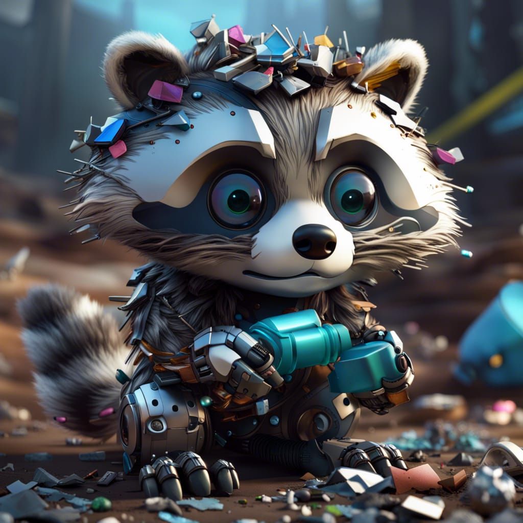 Crazed Cyborg Raccoon - AI Generated Artwork - NightCafe Creator