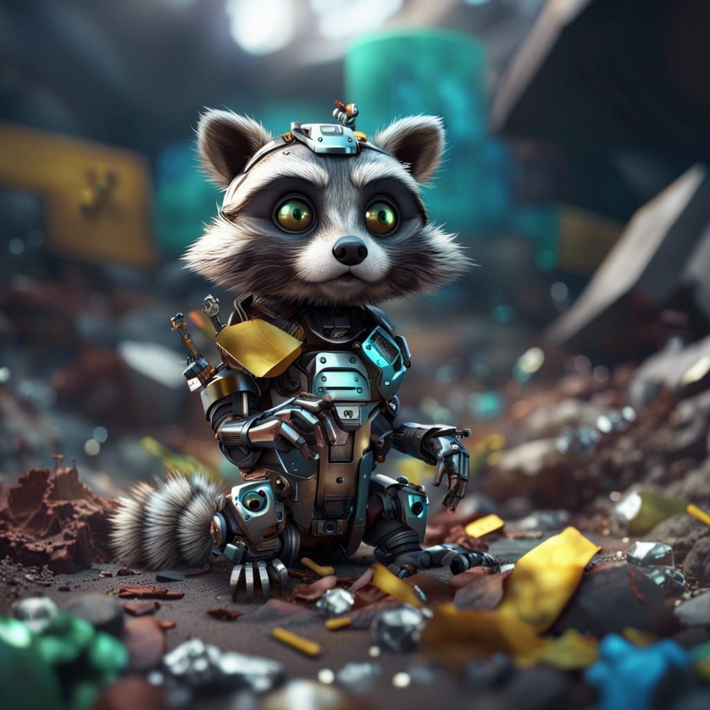 Metal Raccoon - AI Generated Artwork - NightCafe Creator