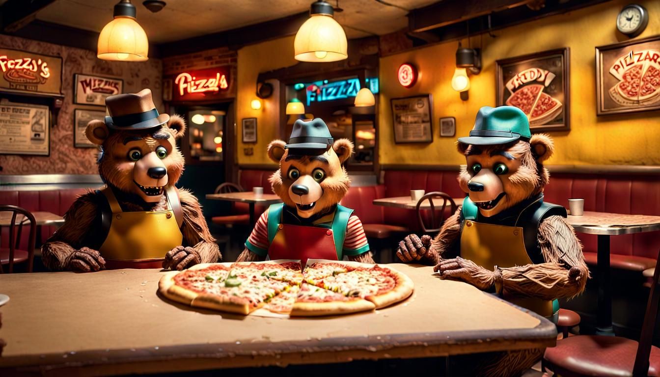 Animatronisc in a retro pizzaria - AI Generated Artwork - NightCafe Creator