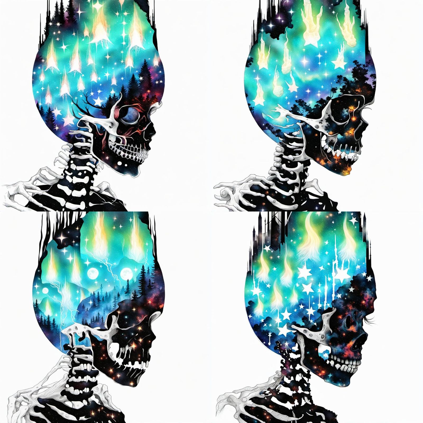 Manga sketch art a gorgeous eyecatching double exposure of a inferno ...