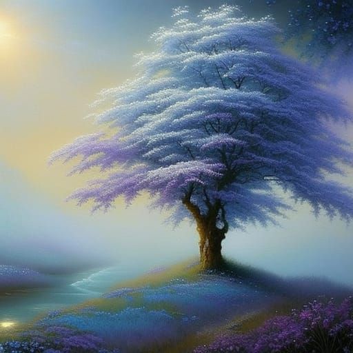 Blue blossom tree - AI Generated Artwork - NightCafe Creator