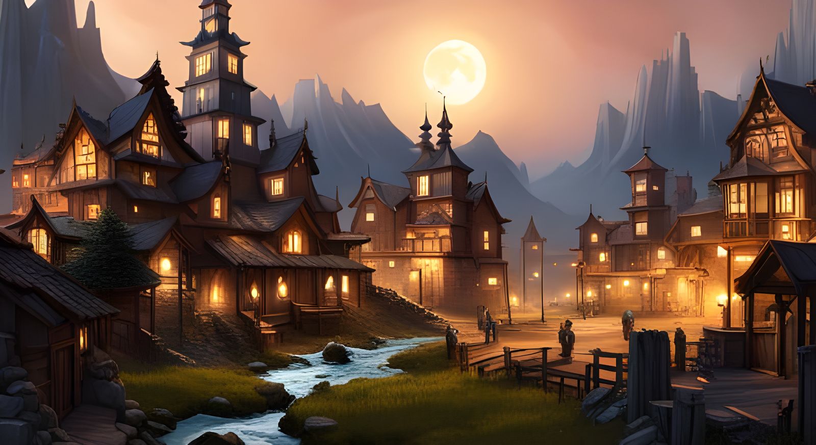Fantasy Town - AI Generated Artwork - NightCafe Creator