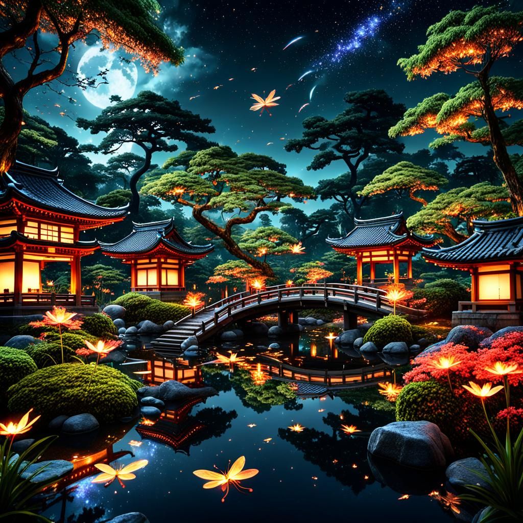Magical Japanese garden - AI Generated Artwork - NightCafe Creator