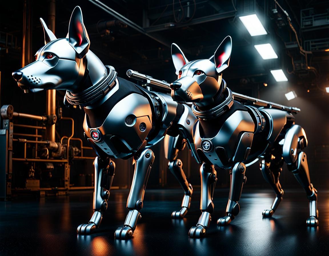 Cyborg Guard Dogs - AI Generated Artwork - NightCafe Creator