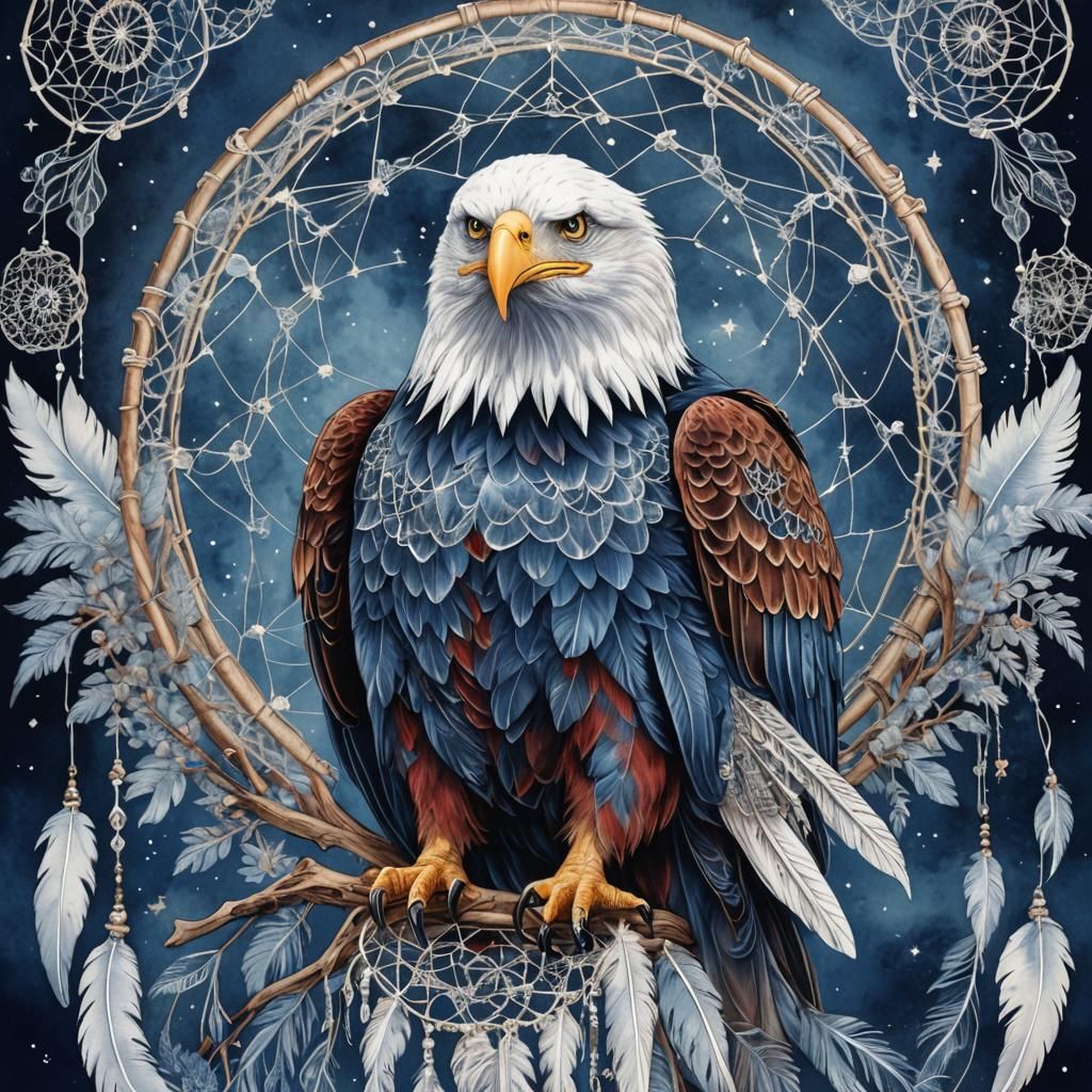 A red white and blue bald Eagle - AI Generated Artwork - NightCafe Creator