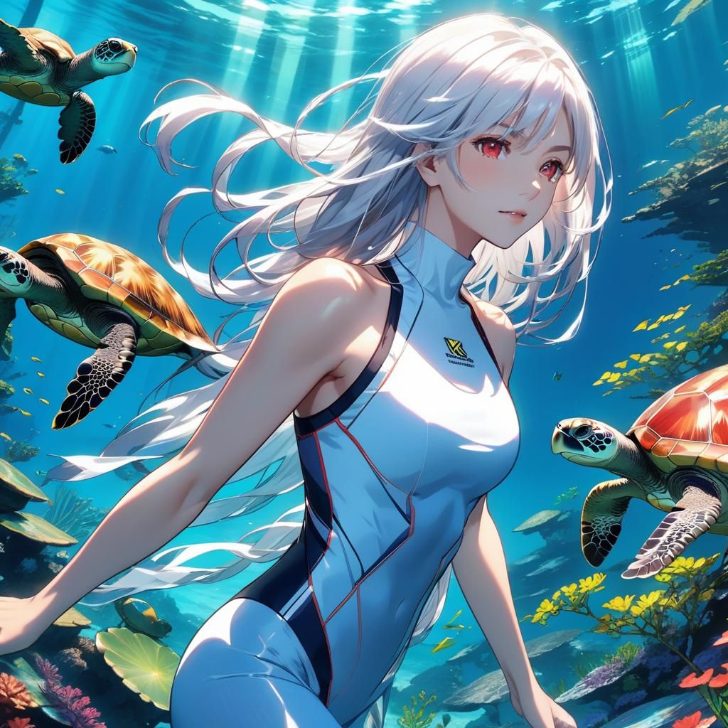 gurl with turtle - AI Generated Artwork - NightCafe Creator