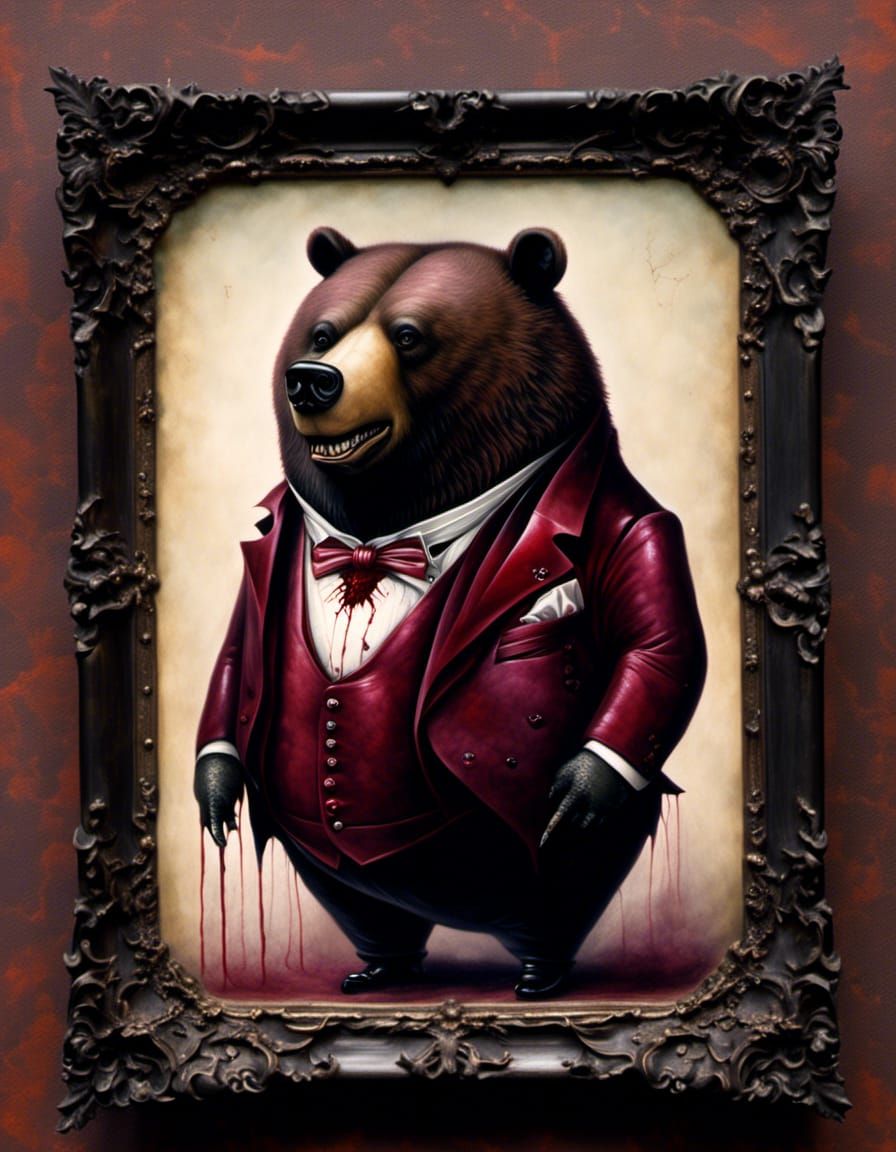 Portrait: "Dapper Obese Black Cherry Bear Vampire" - AI Generated ...
