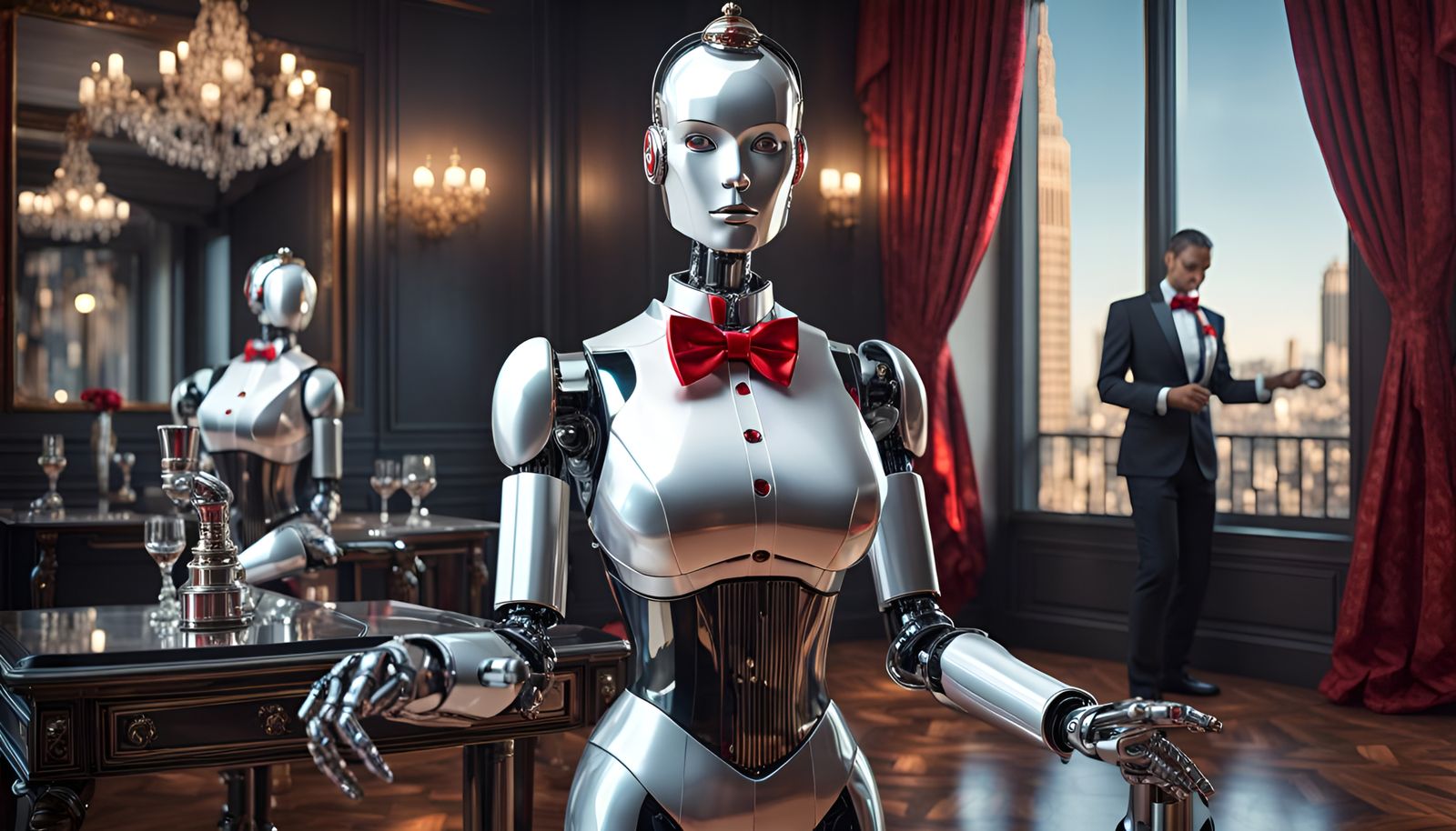 (Masterpiece), (female I,Robot Butler with large chest) - AI Generated ...