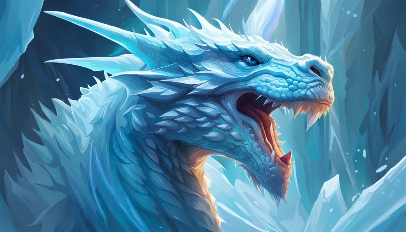 Ice Dragon breathing Ice at the screen - AI Generated Artwork ...