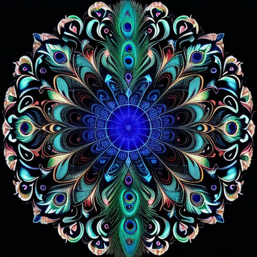 Gargantuan Fiber Optic Peacock with Iridescent Fea... - AI Art