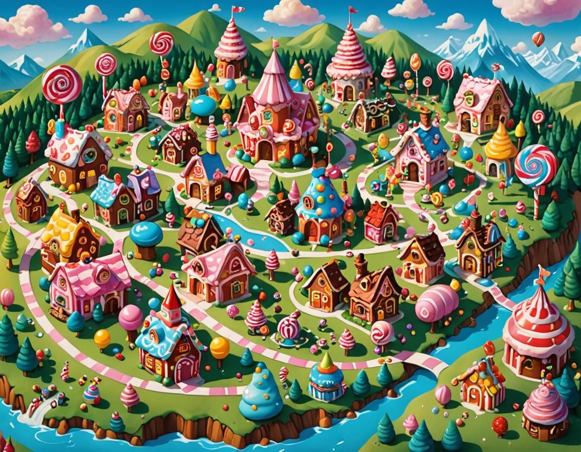 A Candyland Village - AI Generated Artwork - NightCafe Creator