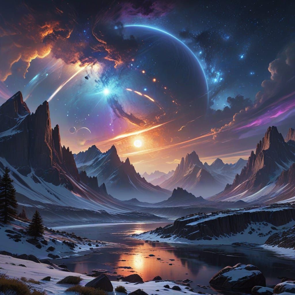 Cinematic Volumetric Cosmic Landscape Masterpiece - AI Art