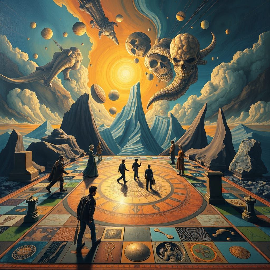 Surreal Abstract Board Game with Illusions - AI Art