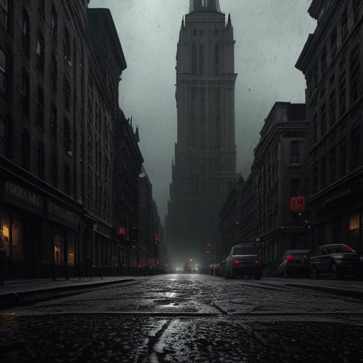 New York with thorn rain - Gothic New York City Streets in T...
