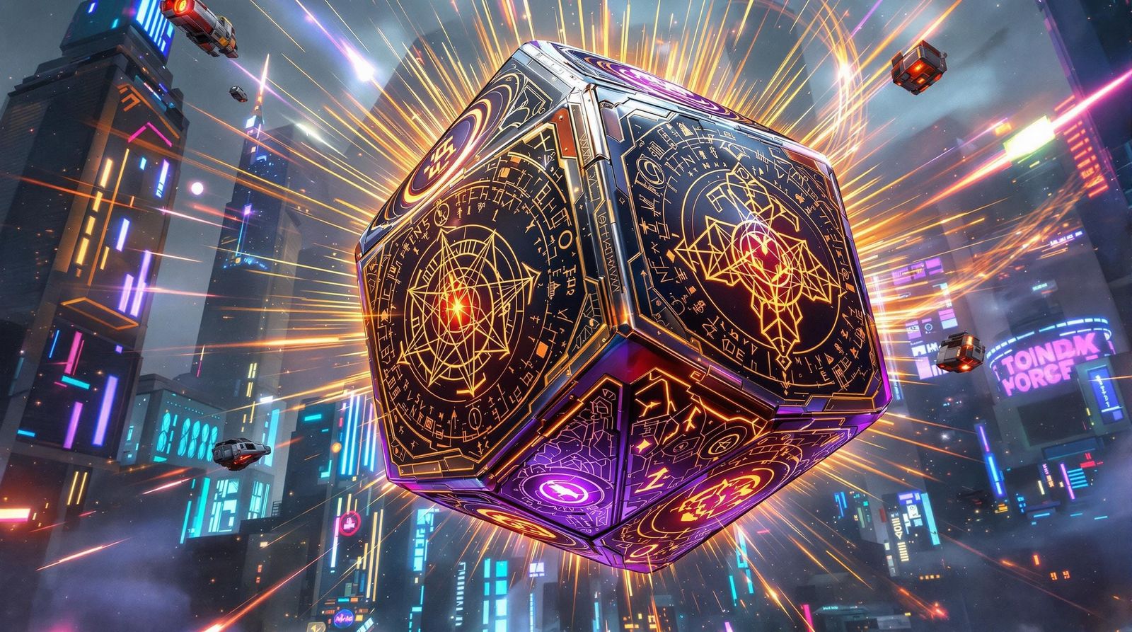 Punk Rock D & D Dice - Glowing Punk Rock D&D Dice in Futuris...