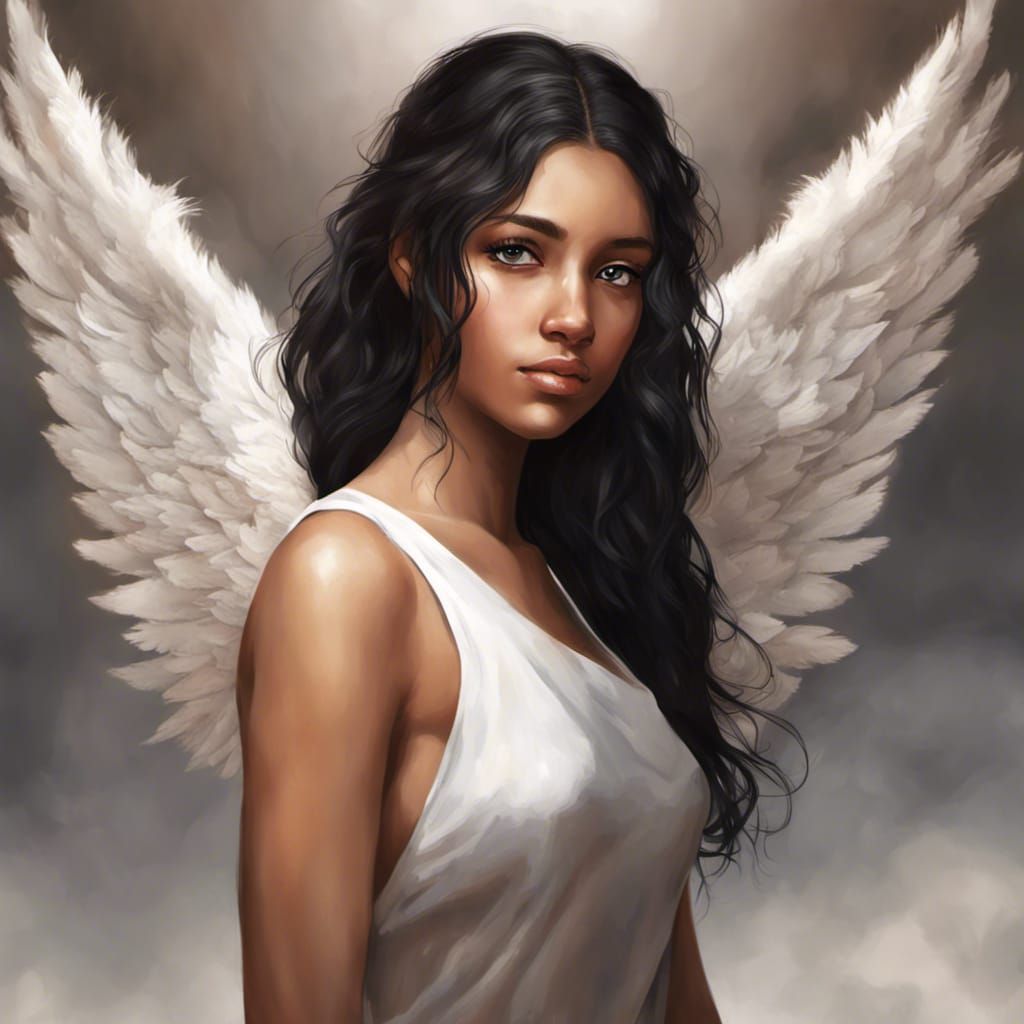 Realistic angel girl with black hair and brown skin profile picture ...