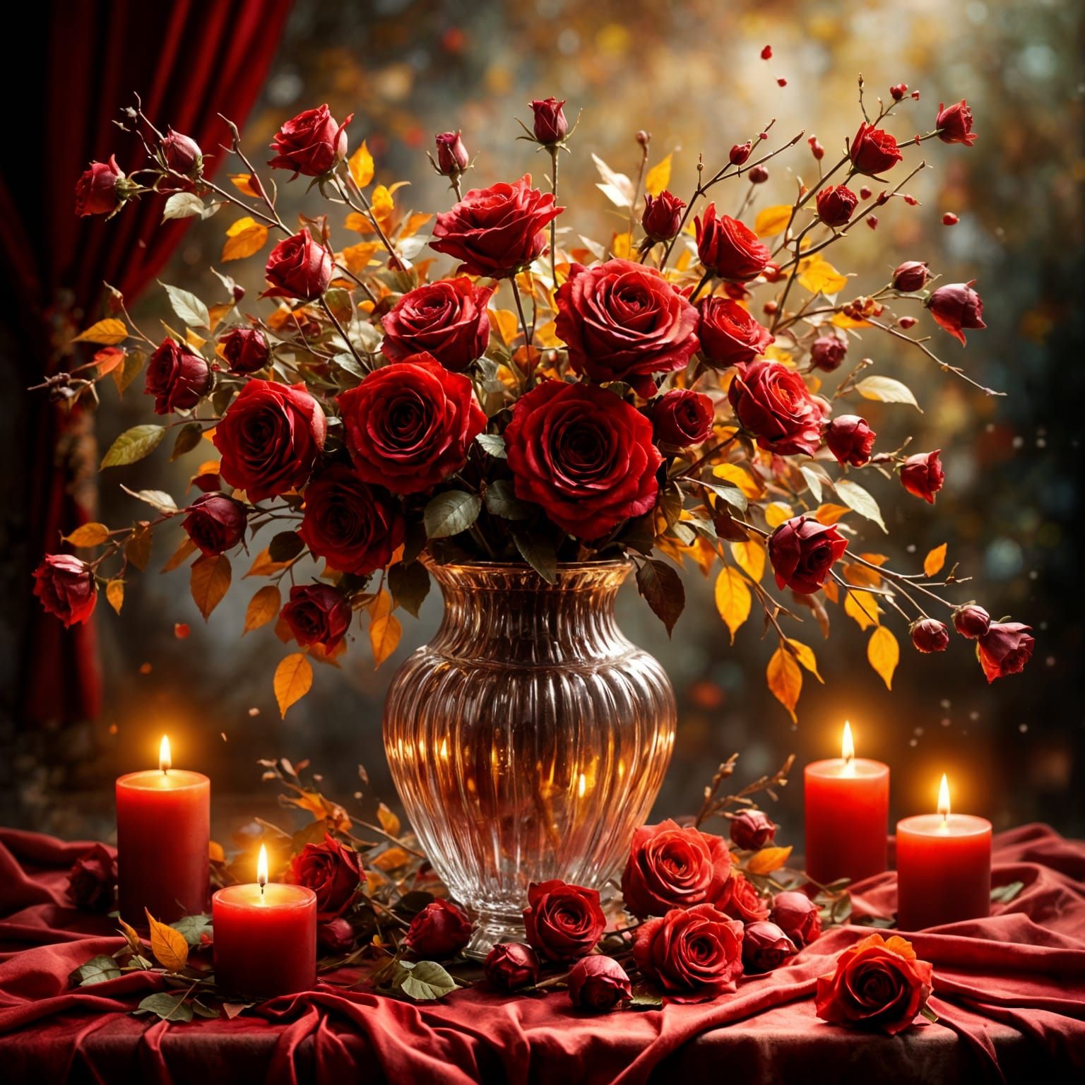 Still life: Roses - Whispers of Elegance in Impressionist Dr...