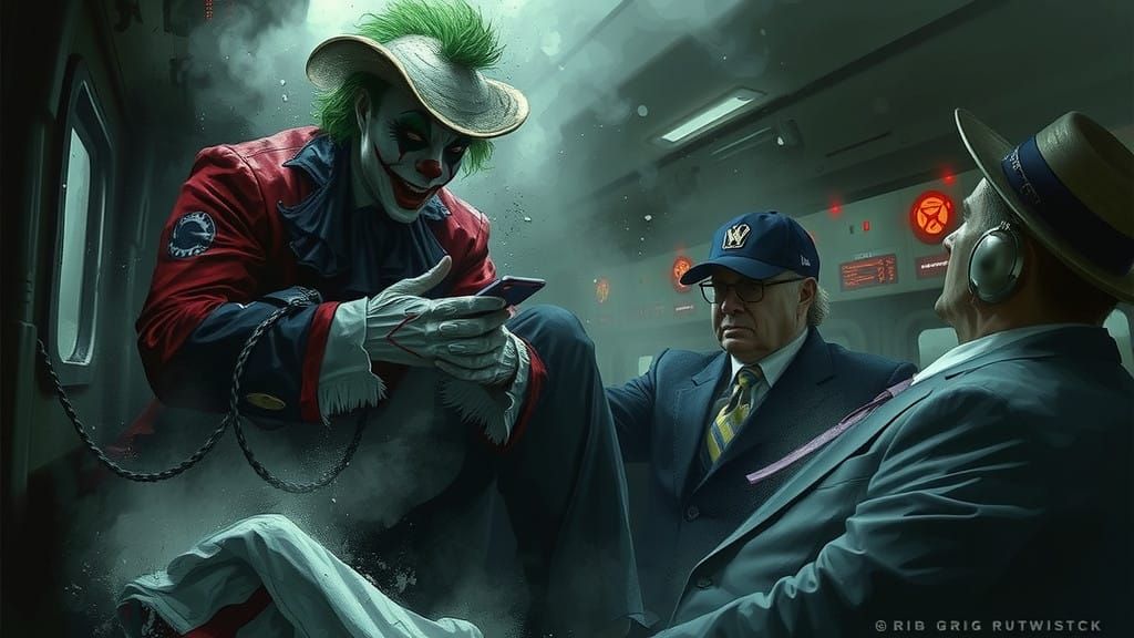 Influencer Clowns - Train Wreck in a Sinister Fantasy Landsc...