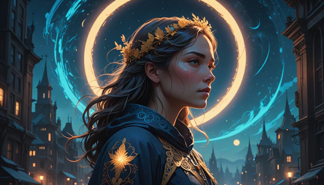 Celestial Goddess in Shimmering Azure - AI Art