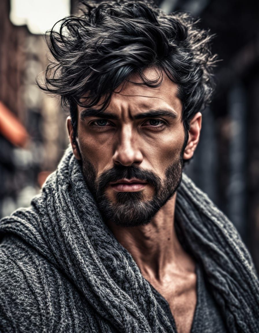 Portrait of a handsome rugged man - Handsome Rugged Man in T...