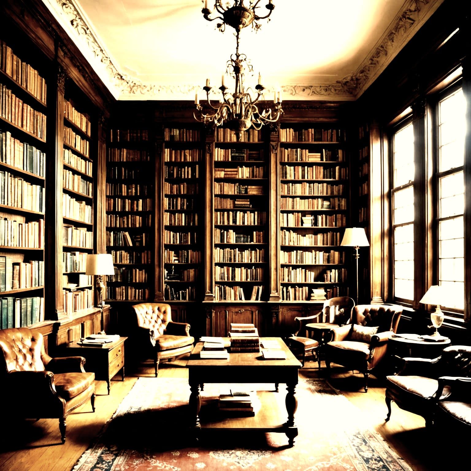 Vintage Library - Cozy Vintage Book Library with Endless She...