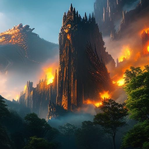 Flaming landscape : r/nightcafe