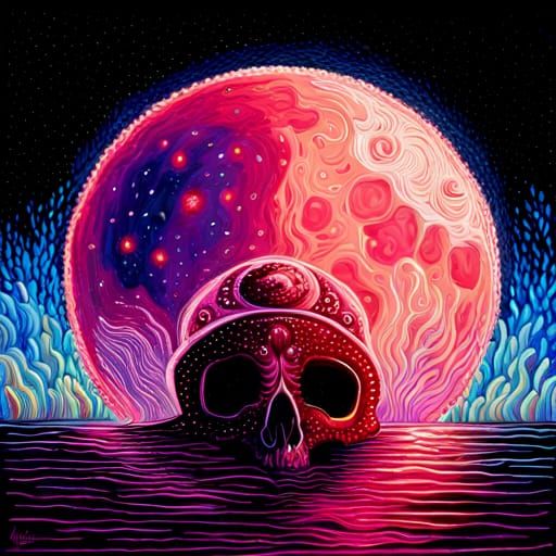 red moon shining down - AI Generated Artwork - NightCafe Creator