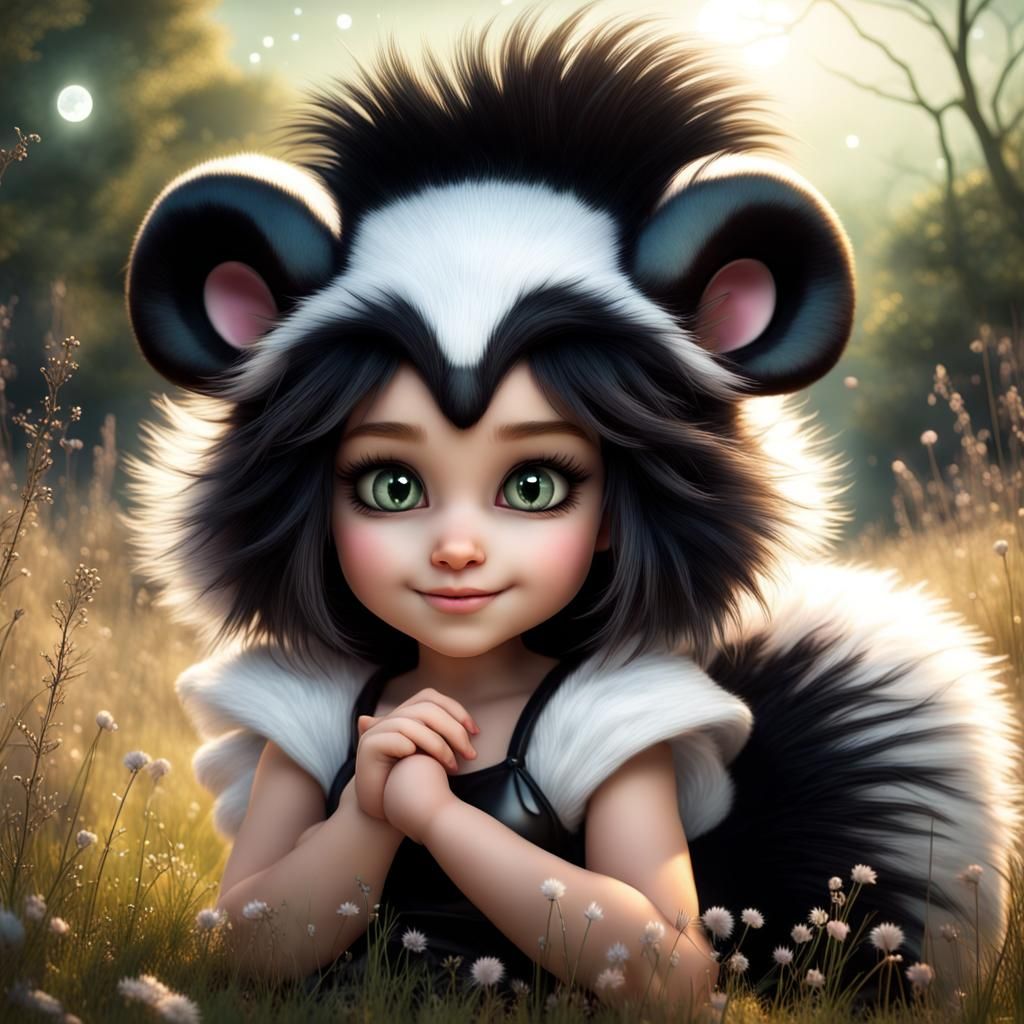 Cute Skunk Girl - AI Generated Artwork - NightCafe Creator