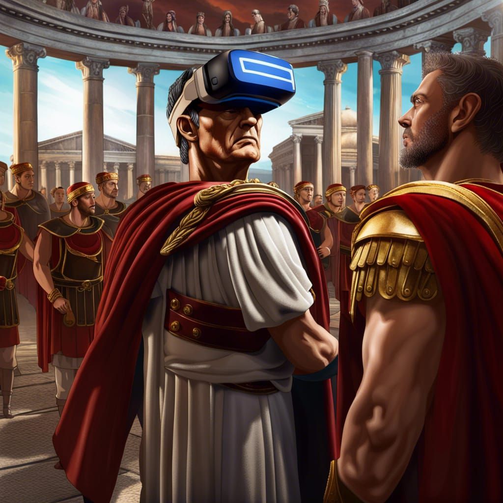 Julius Caesar tries Virtual Reality 2 - AI Generated Artwork - NightCafe Creator