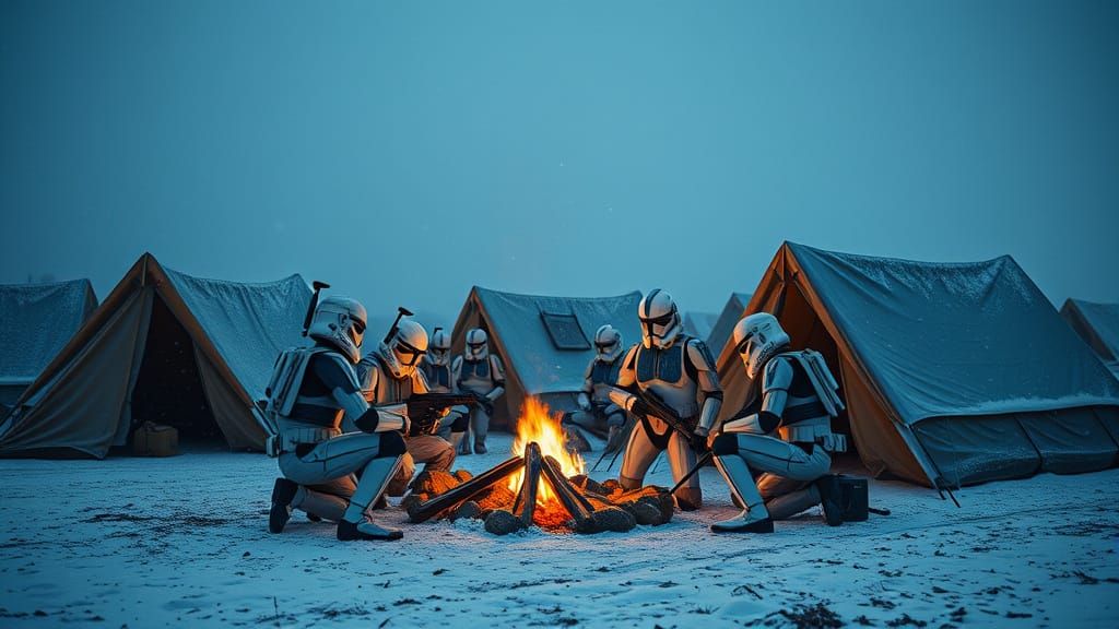 Setting Up Base Camp - Cinematic Campsite Scene in the Snow