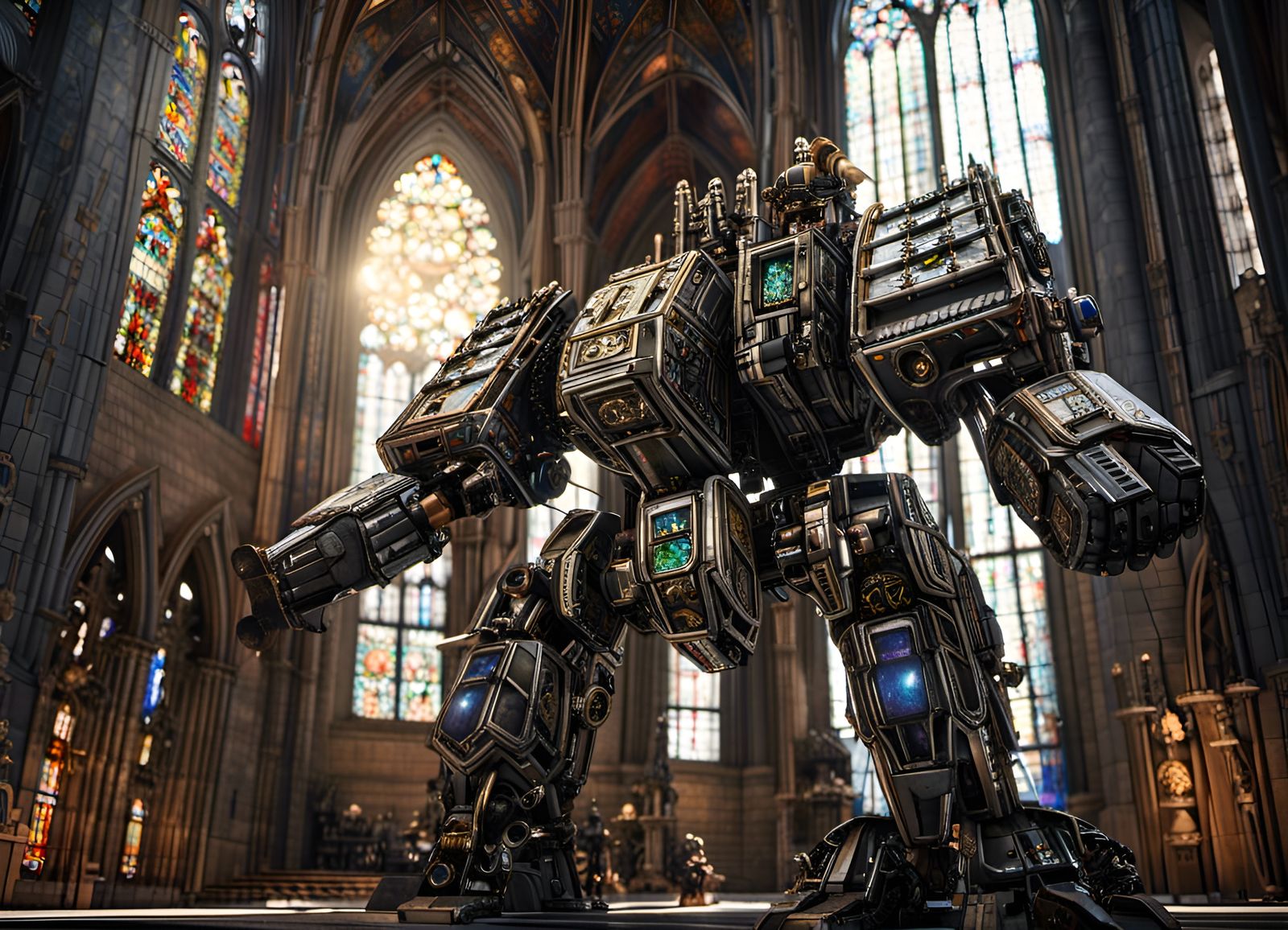 Gothic Church Battle Mech - AI Generated Artwork - NightCafe Creator