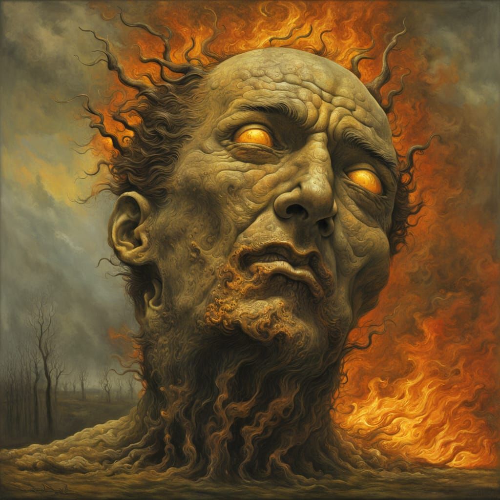 Surrealist Masterpiece of Melting Figure on Canvas - AI Art