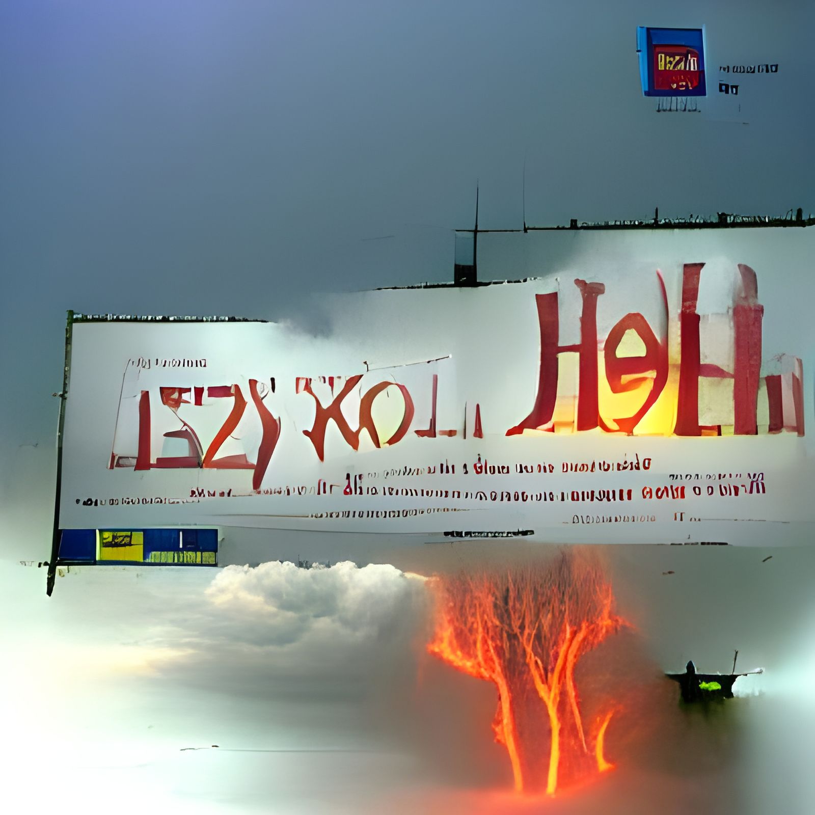 An advertising billboard promoting Hell on which Hell's slogan can be ...