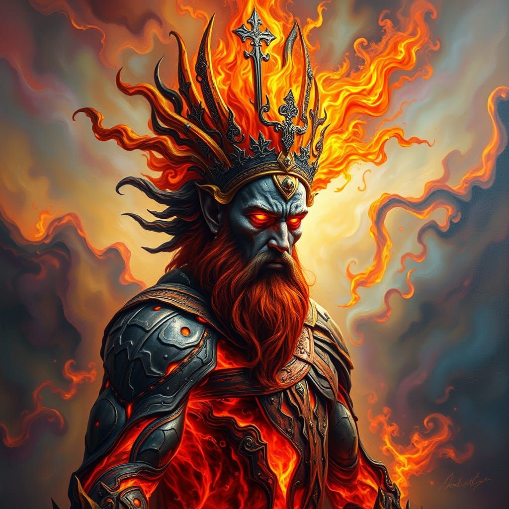 Hyper-Realistic Painting of Atar, the Iranian Fire... - AI Art