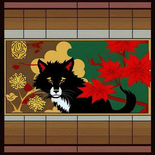 Vintage 16-bit Computer Game in Hanafuda Style - AI Art
