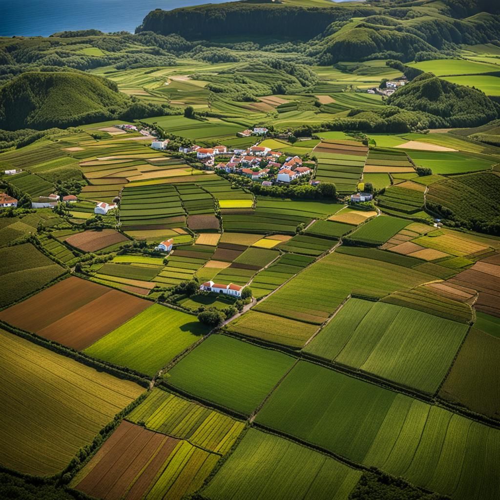 Farm fields on Terceira, an island in the Azores - AI Generated Artwork ...