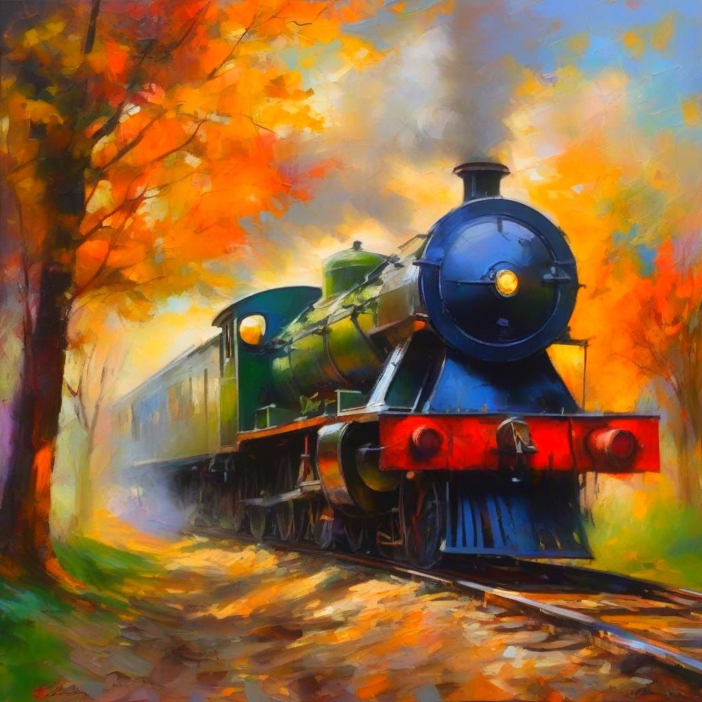 Impressionist Steam Train - Surrealistic Impressionist Maste...
