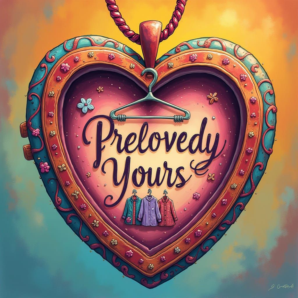 Whimsical Heart-Shaped Locket with Clothing Hanger... - AI Art