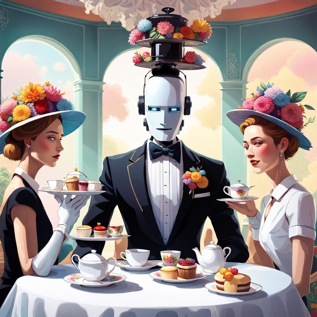Robot Butler Uses his Head! - AI Generated Artwork - NightCafe Creator