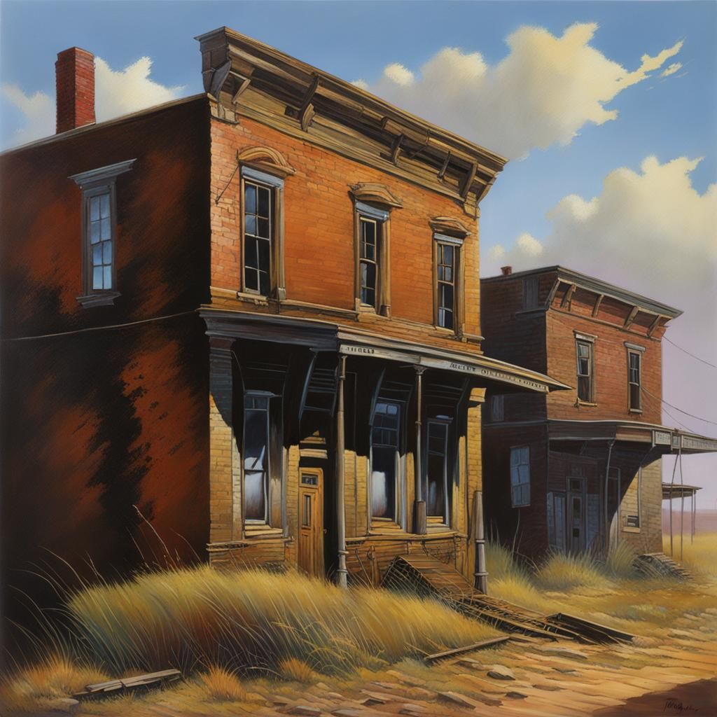 Old run down buildings, Jim Burns - AI Generated Artwork - NightCafe ...