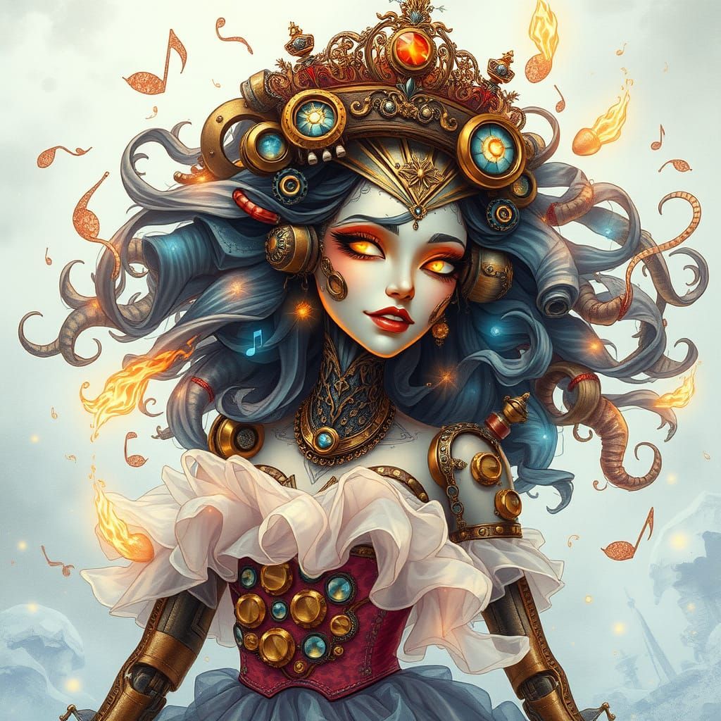 Steampunk Queen of Music Embodies Creative Spirit - AI Art