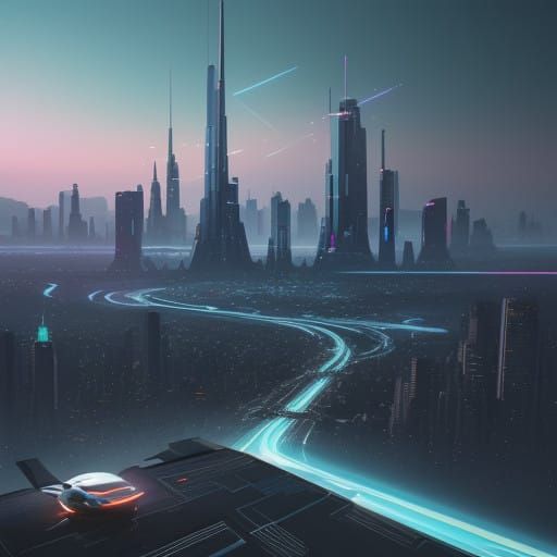Futuristic Utopia Cityscape in 3D Anime Style - AI Art