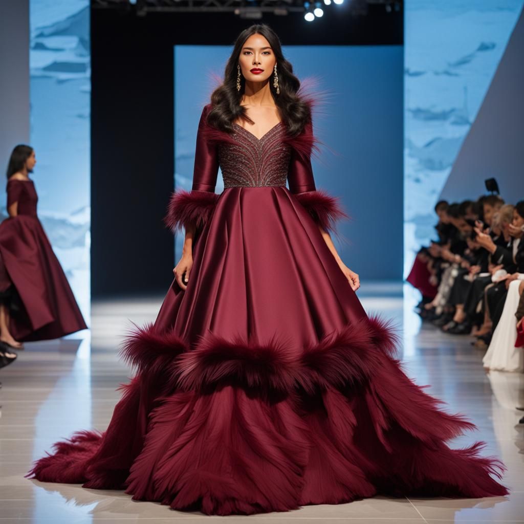 Deep Red Wide Evening Gown Realistic & Simple. Redone. - AI Generated Artwork - NightCafe Creator