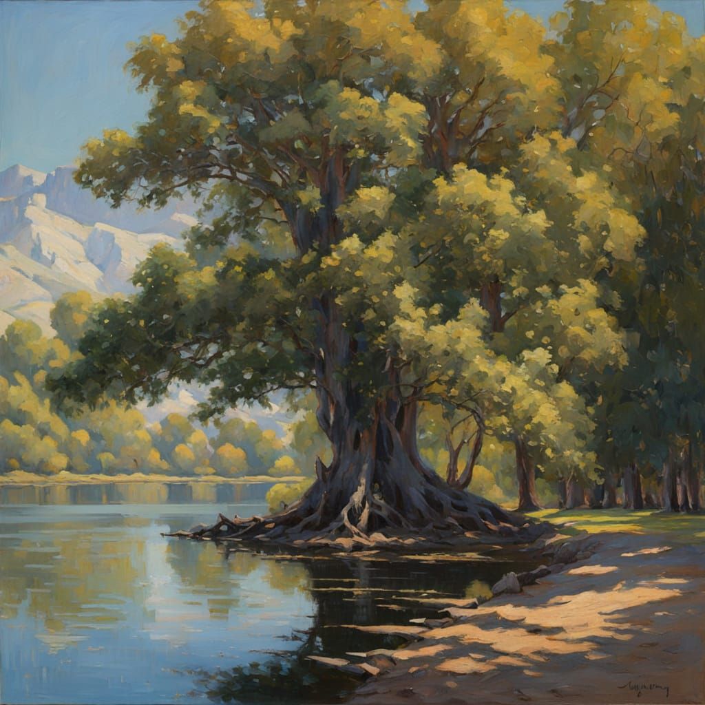 Monumental trees - Trees Surrounding a Serene Lake in a Baro...