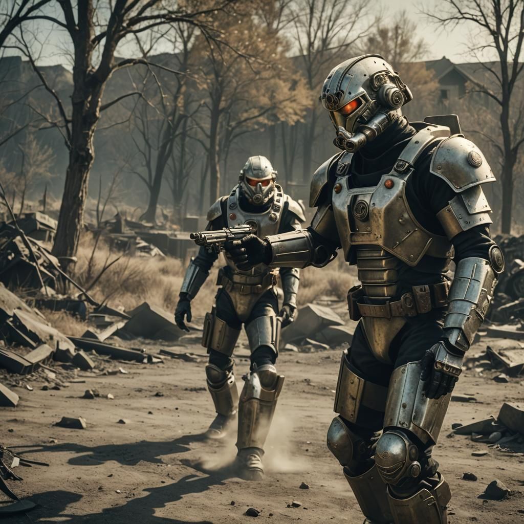 Fallout,Post nuclear world,Man In Armored suit fighting Ghoul's ...