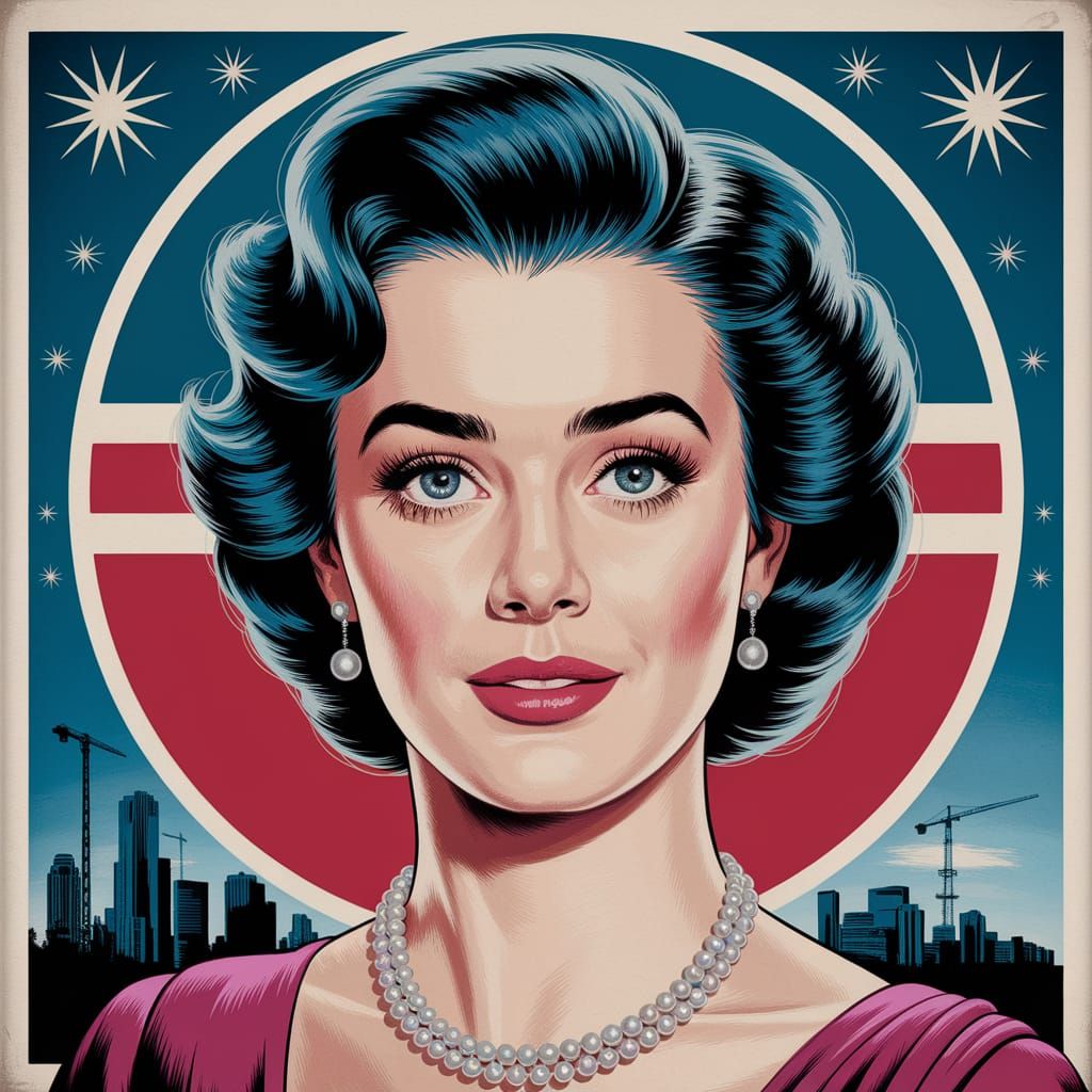 Whimsical Retro Blockbuster, movie poster, woman, romance, detailed oil ...