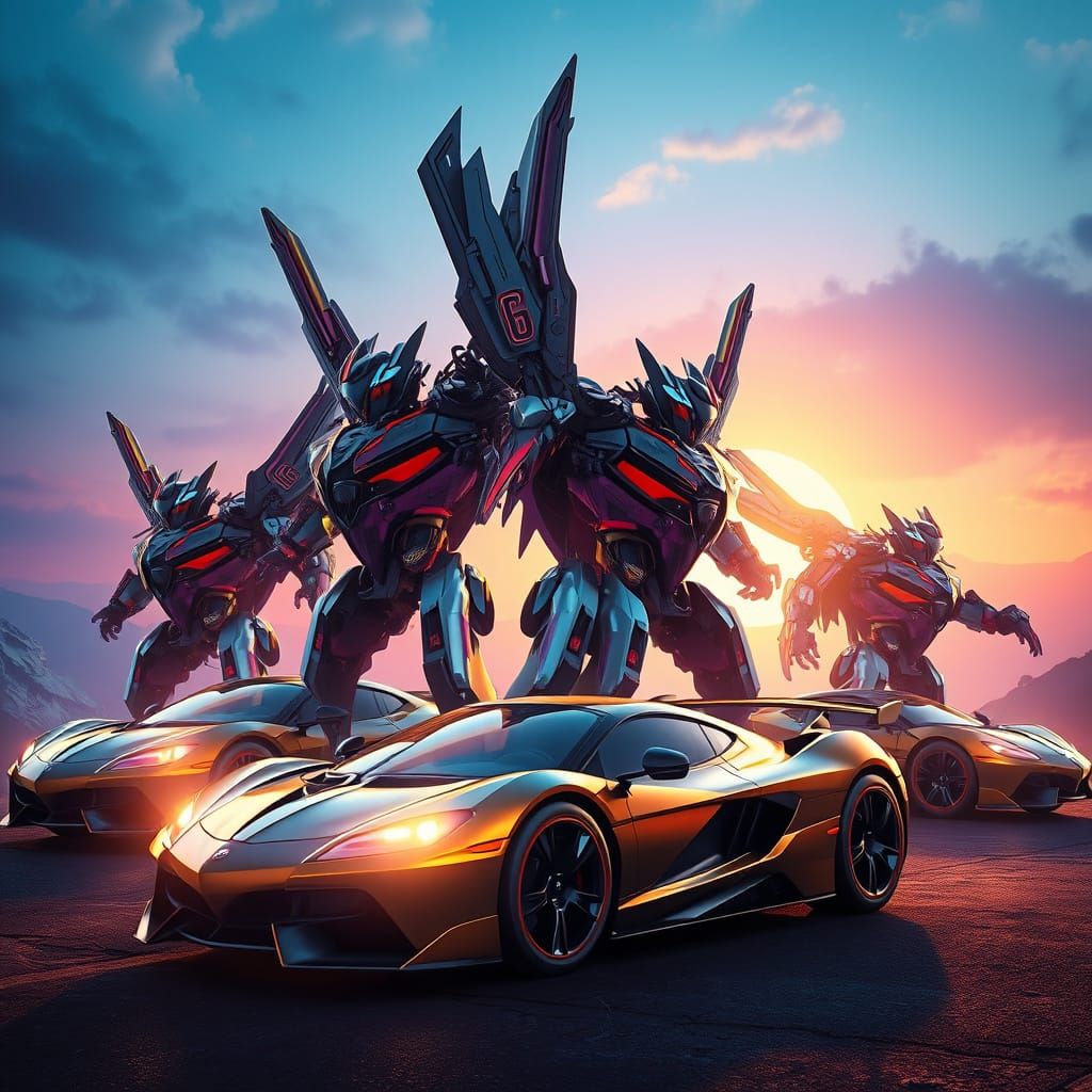 transformers cars - Futuristic Transforming Cars in Majestic...