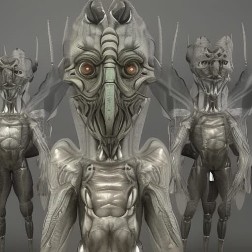 Grey insectoid aliens with big heads, Hyperrealistic, sci fi, masterpiece, epic, 8k - AI ...